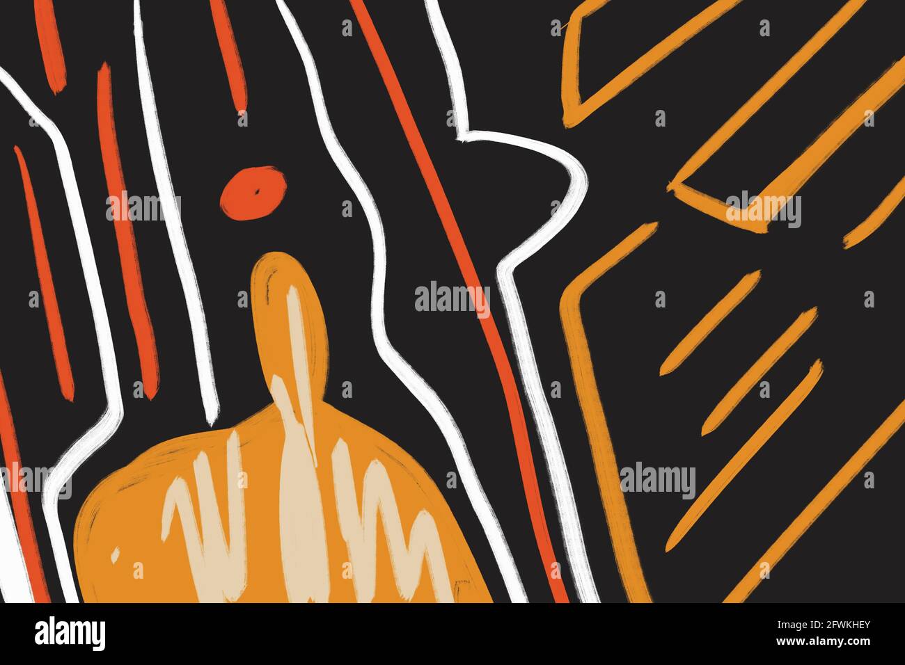 dark image with human abstract shape. Neo expressionism art painting ...