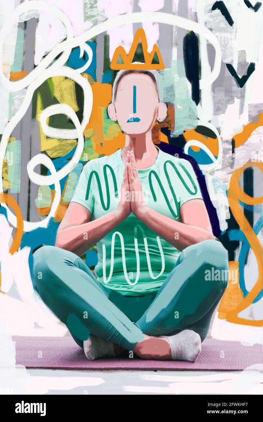 Peaceful Yoga Queen zen peaceful art Neo expressionism. Art style with ...