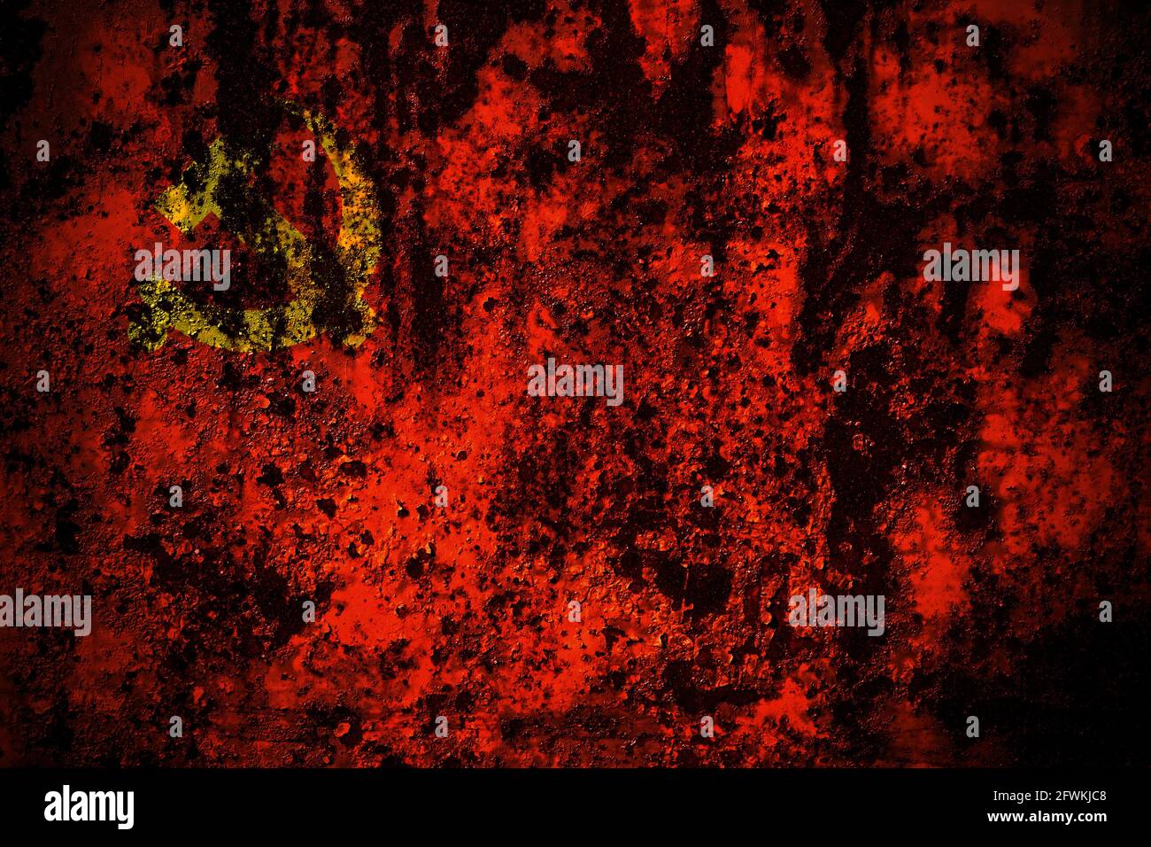 Chinese Communist Party flag on grunge metal background texture with ...