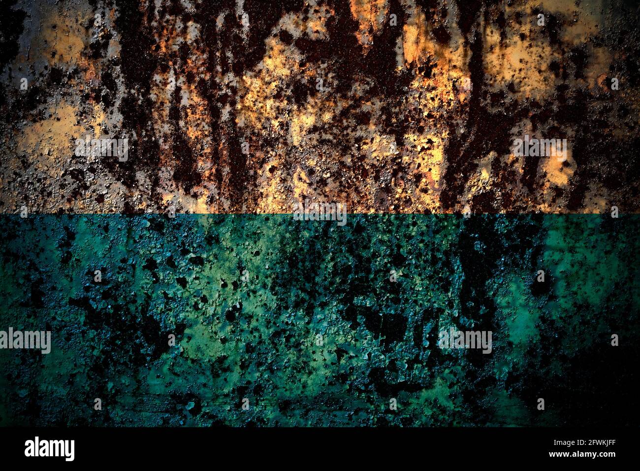 Germany, Bavaria flag on grunge metal background texture with scratches ...