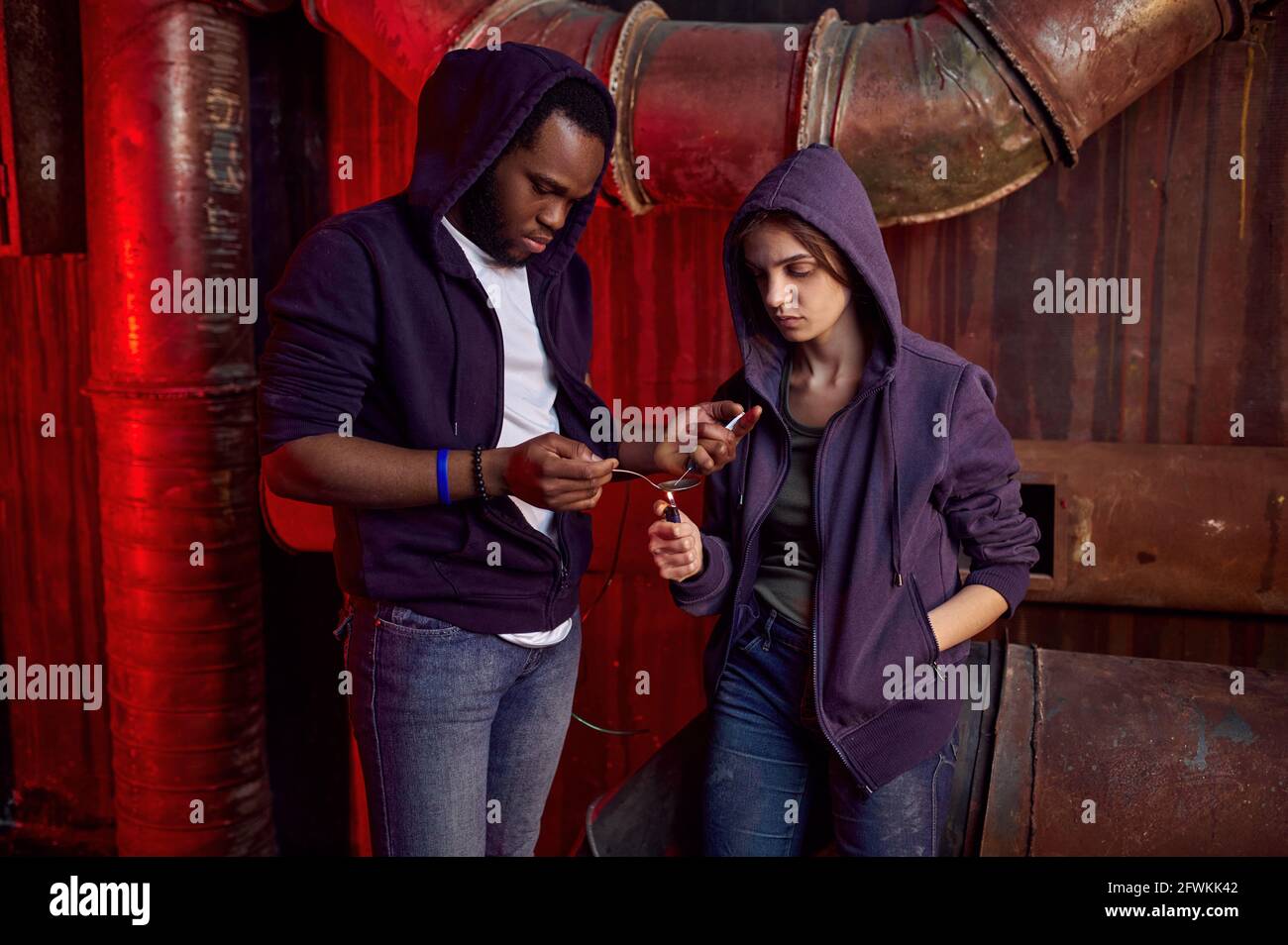 Female drug addict syringe in hi-res stock photography and images - Alamy