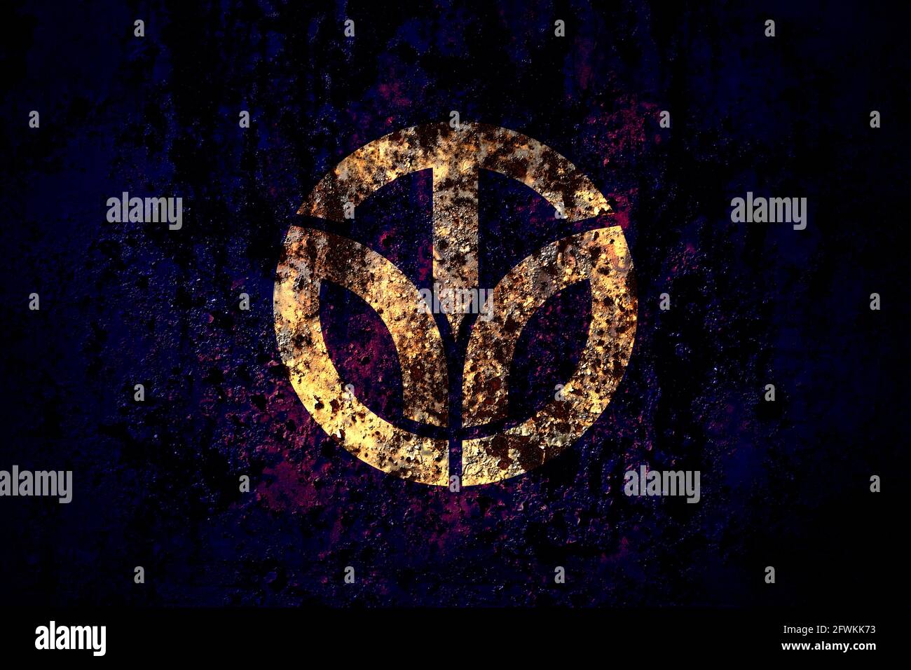 Japan, Japanese, Fukui Prefecture flag on grunge metal background ...