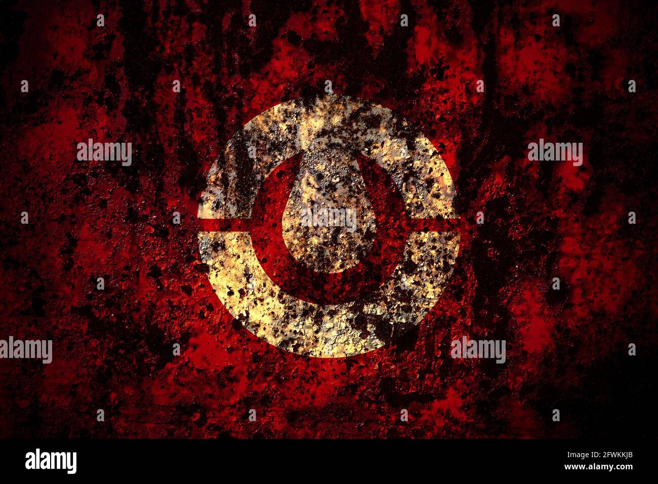 Japan, Japanese, Kochi Prefecture flag on grunge metal background ...