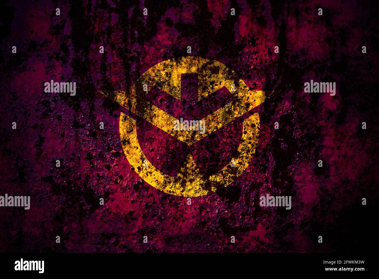 Japan, Japanese, Okayama Prefecture flag on grunge metal background ...