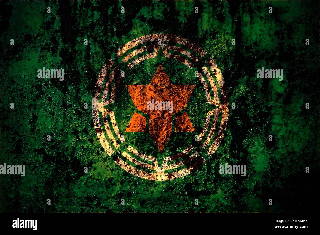 Japan, Japanese, Teshio, Hokkaido, Rumoi, Subprefecture flag on grunge ...