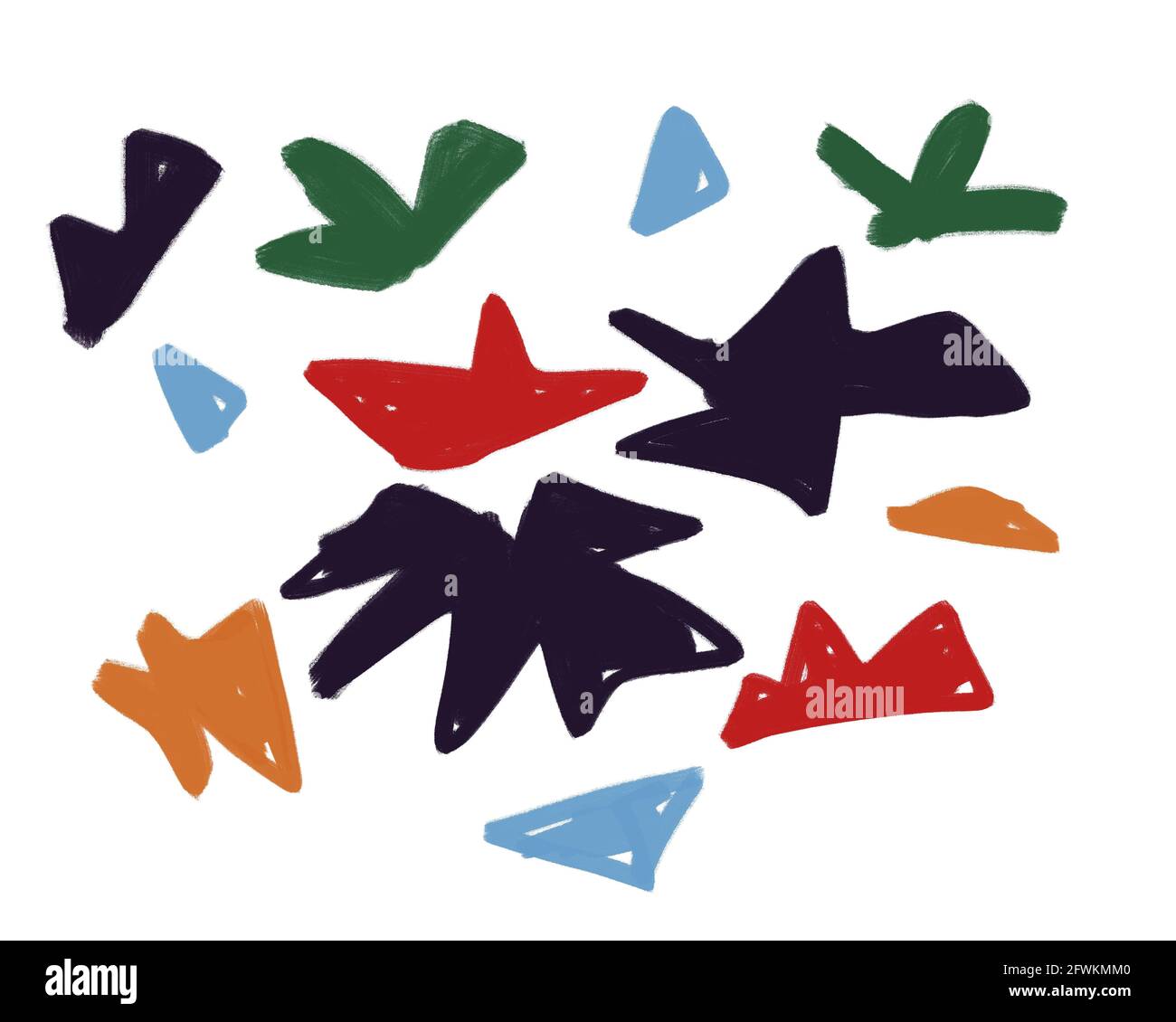 color shape with flower and abstract shape color neo expressionism Art ...