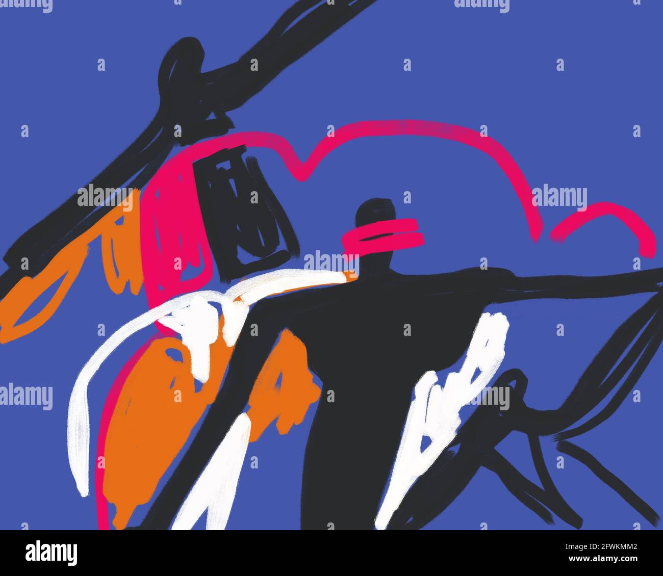 modern happy human people, with black body figure and blue background ...