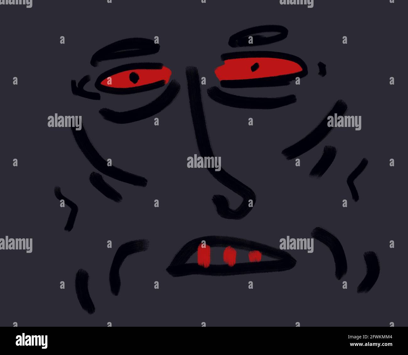 Cartoon demo face art painting full dark image neo expressionism Art ...