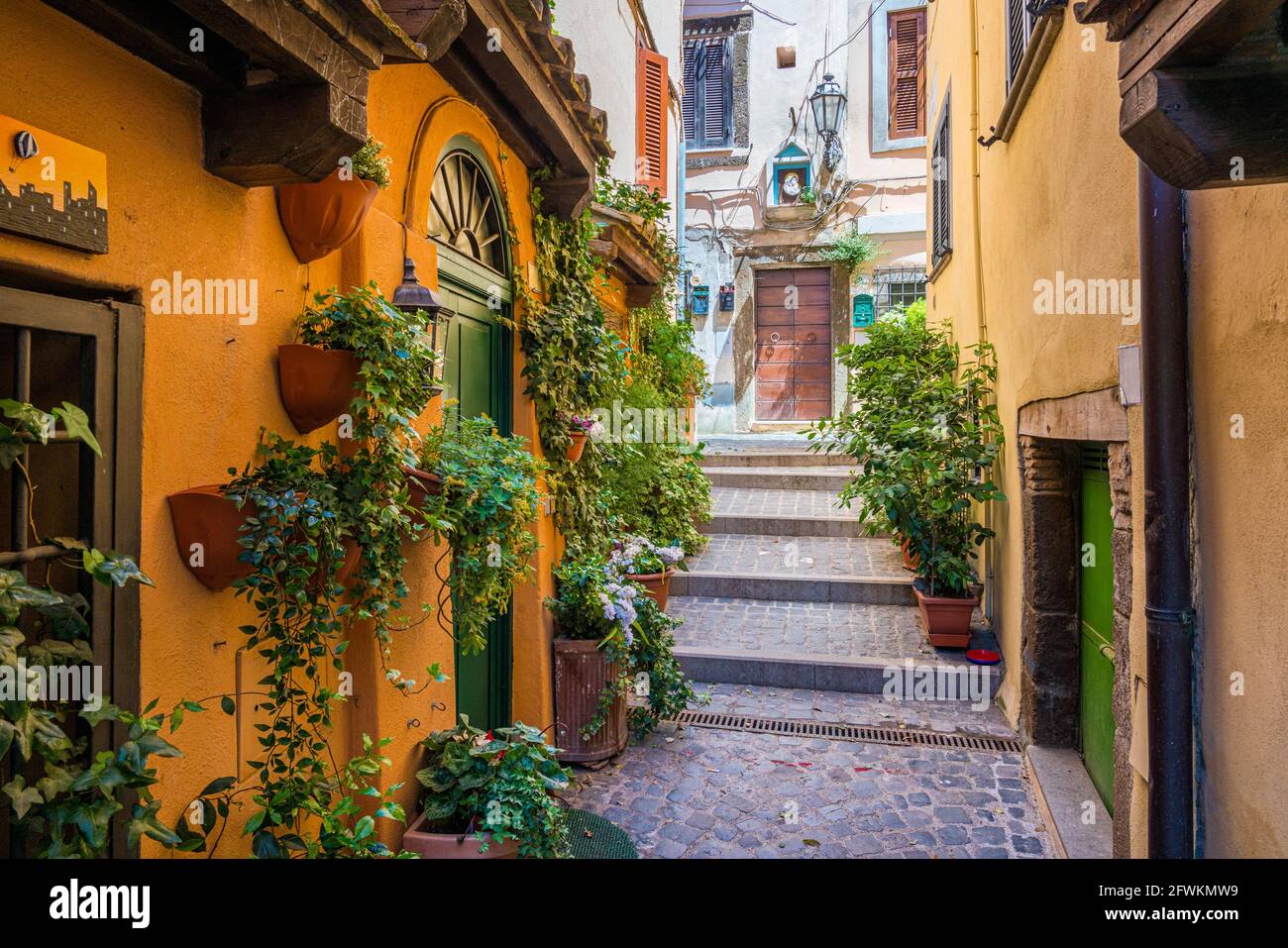 Scenic sight in Trevignano Romano, overlooking the Bracciano Lake. Rome ...