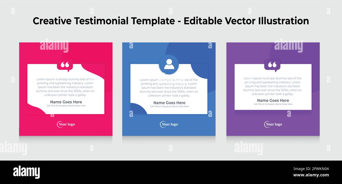 Creative Testimonial Templates - Editable Vector Illustration Stock ...
