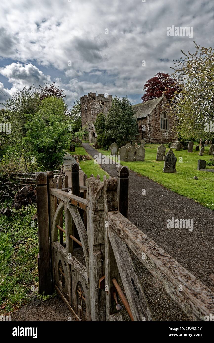 St Faith's Church in the Herefordshire village of Bacton stands in an ...