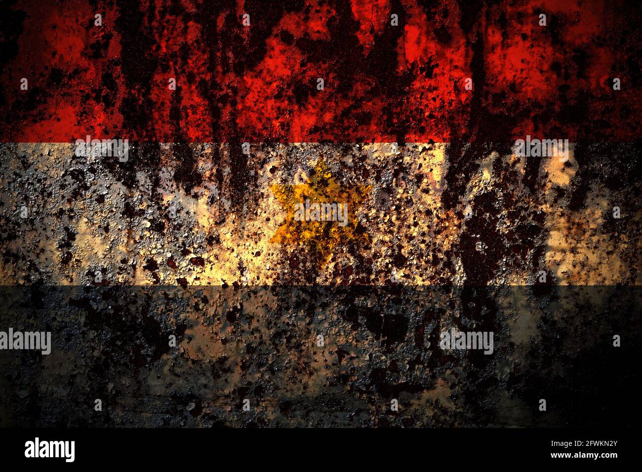 Myanmar, Chin National Army flag on grunge metal background texture ...