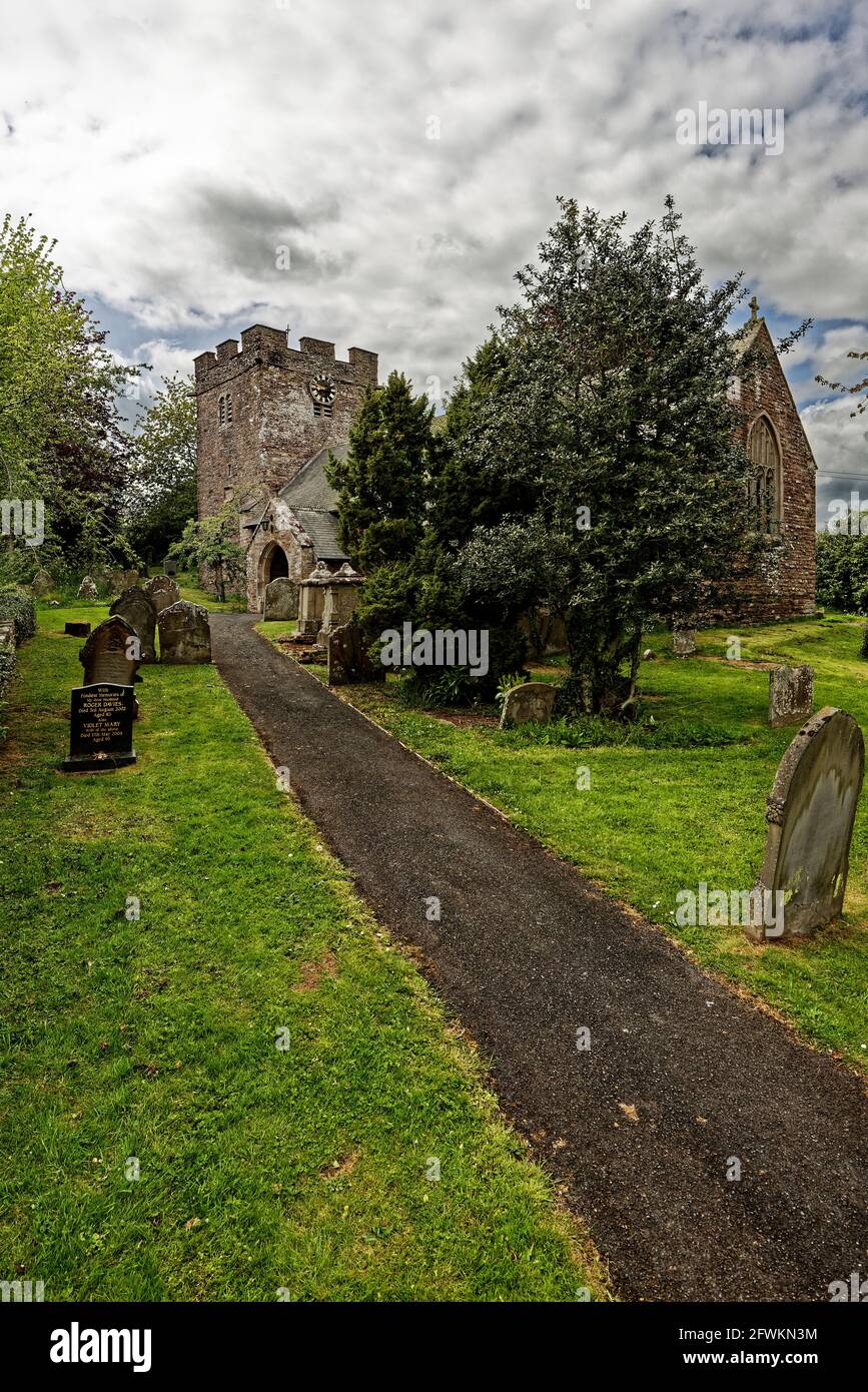 St Faith's Church in the Herefordshire village of Bacton stands in an ...