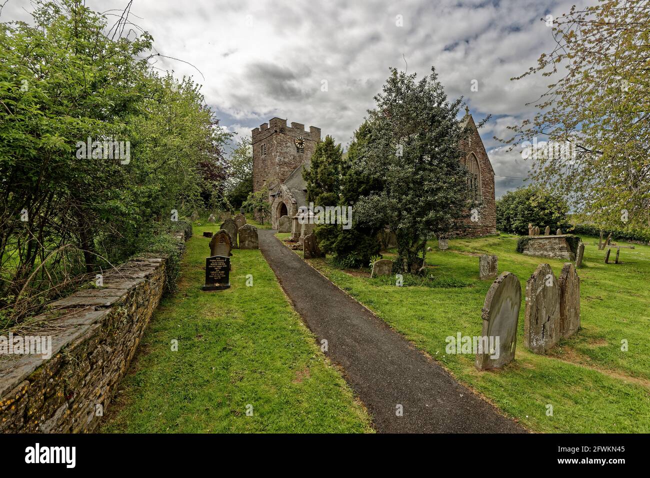 St Faith's Church in the Herefordshire village of Bacton stands in an ...