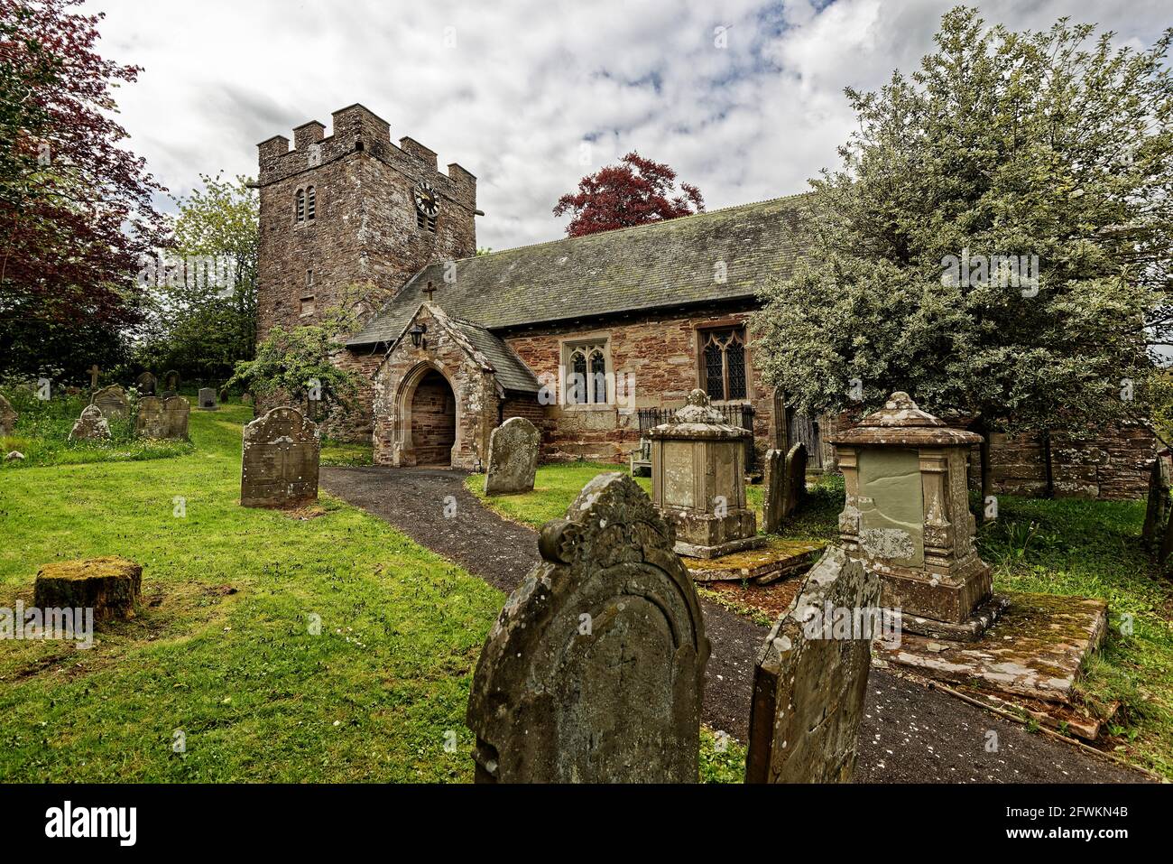 St Faith's Church in the Herefordshire village of Bacton stands in an ...