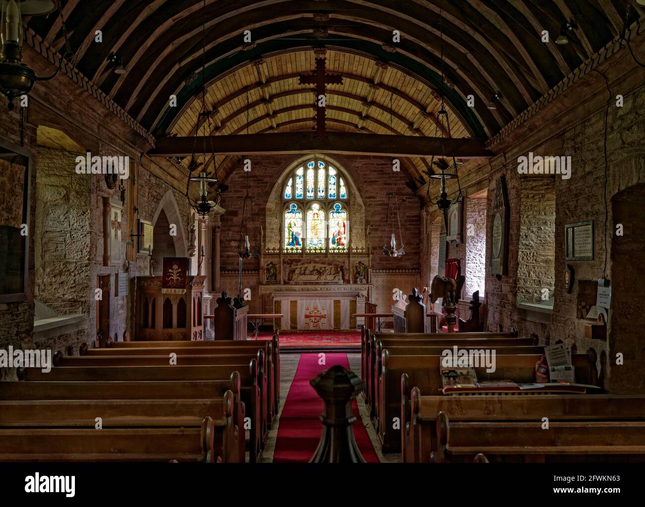 St Faith's Church in the Herefordshire village of Bacton stands in an ...