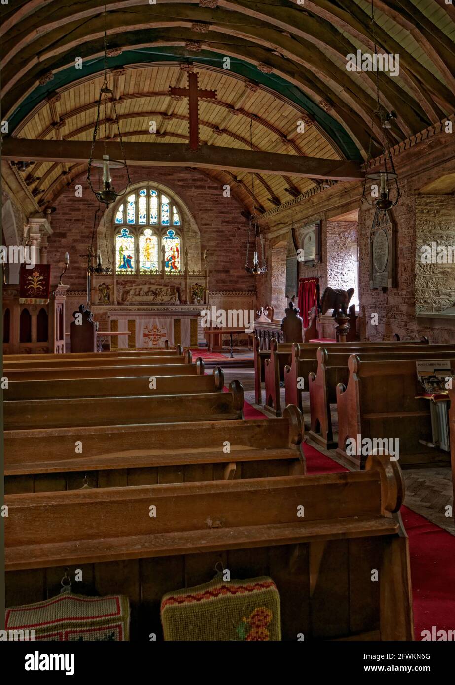 St Faith's Church in the Herefordshire village of Bacton stands in an ...