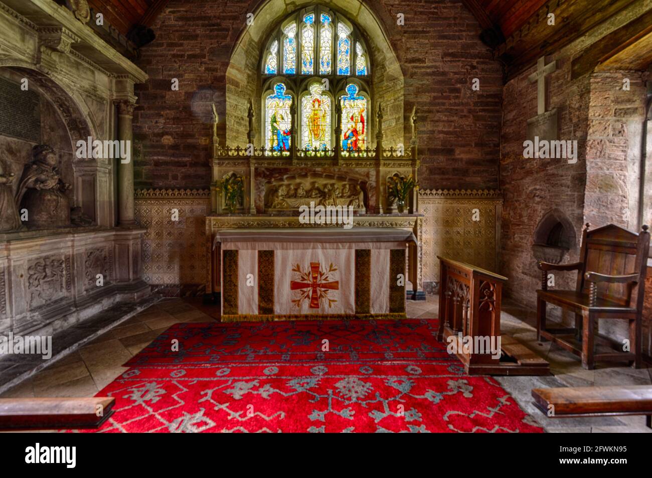 St Faith's Church in the Herefordshire village of Bacton stands in an ...