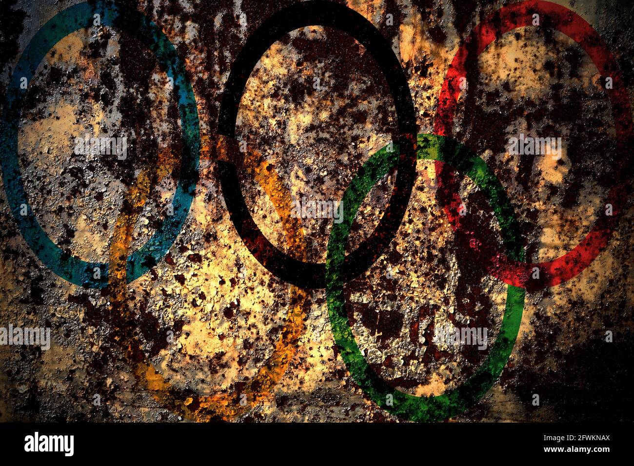 Organizations, Olympic flag on grunge metal background texture with ...