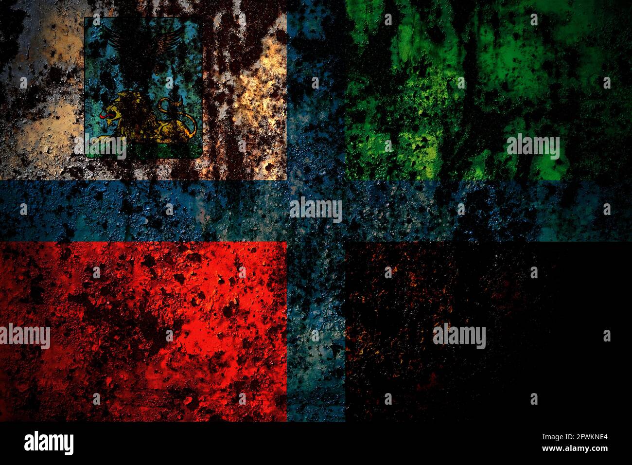 Russia, Belgorod Oblast flag on grunge metal background texture with ...