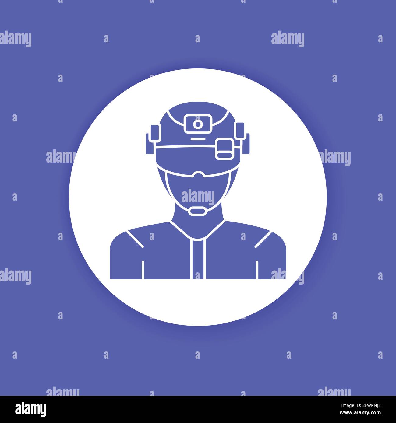 Augmented reality in military color glyph icon. Man in VR helmet ...