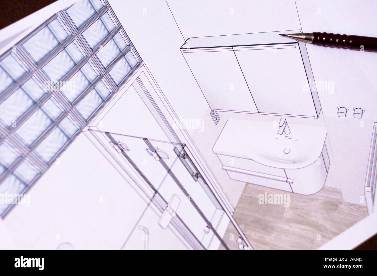 Planning a bathroom with a glass block window. View of the bathroom ...
