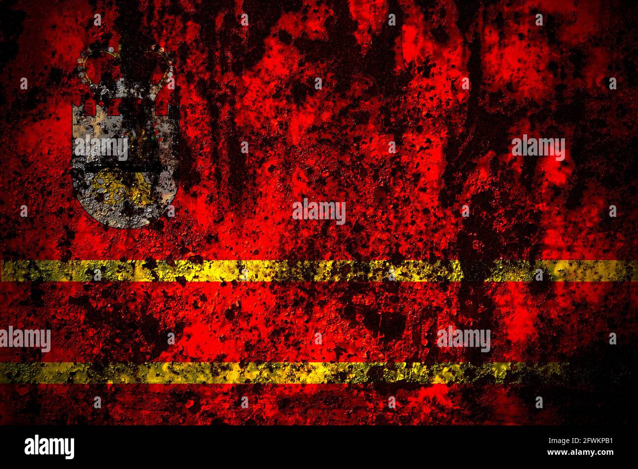 Russia, Russian, Smolensk oblast flag on grunge metal background ...