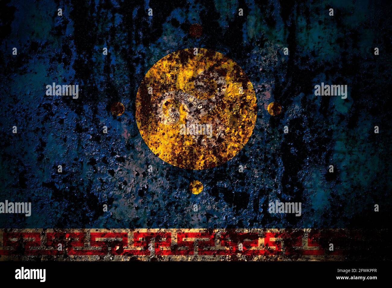 Russia, Russian, Ust Orda Buryat Autonomous Okrug flag on grunge metal ...