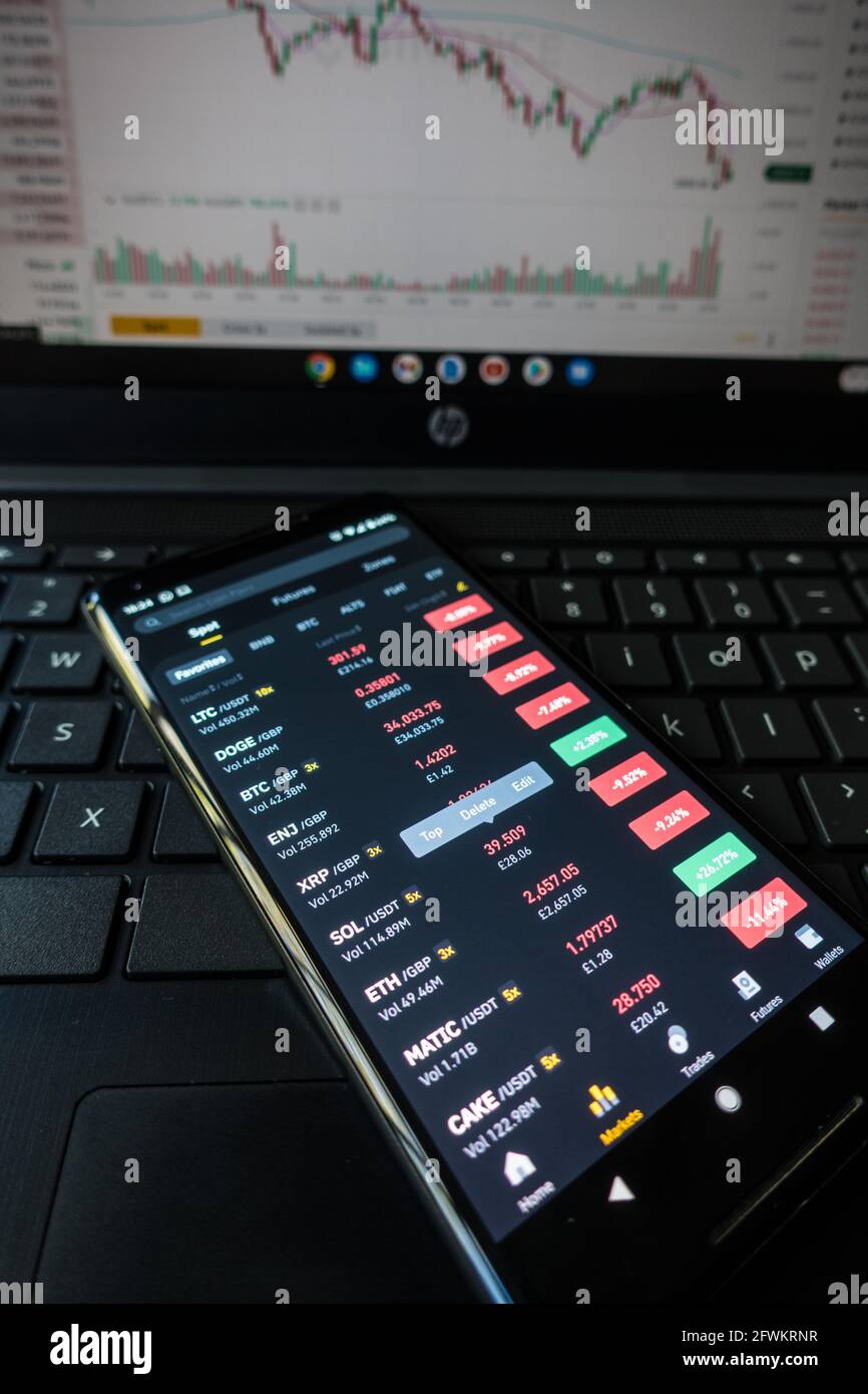 Crypto currency price graph chart Stock Photo - Alamy