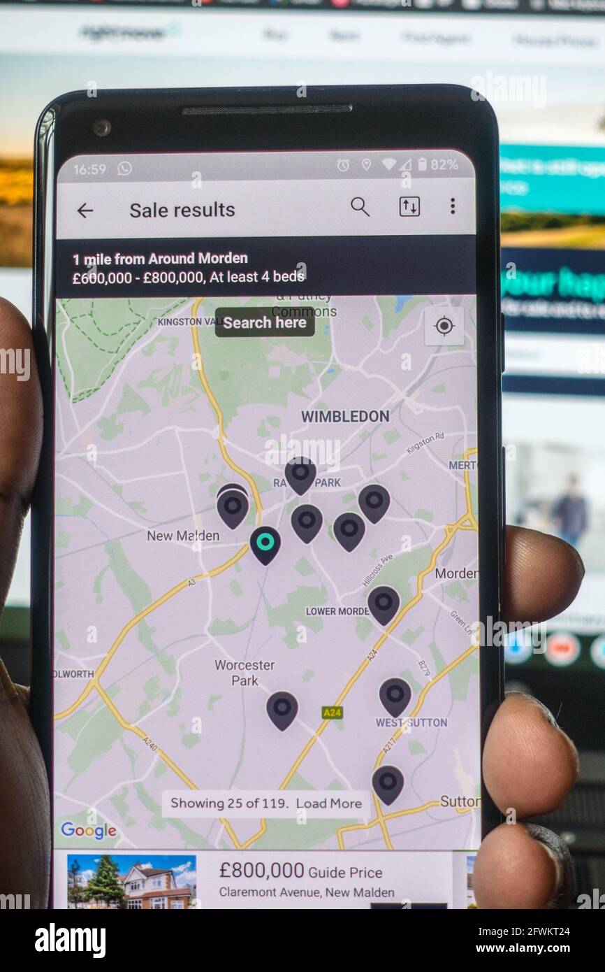 Rightmove app on mobile phone Stock Photo - Alamy