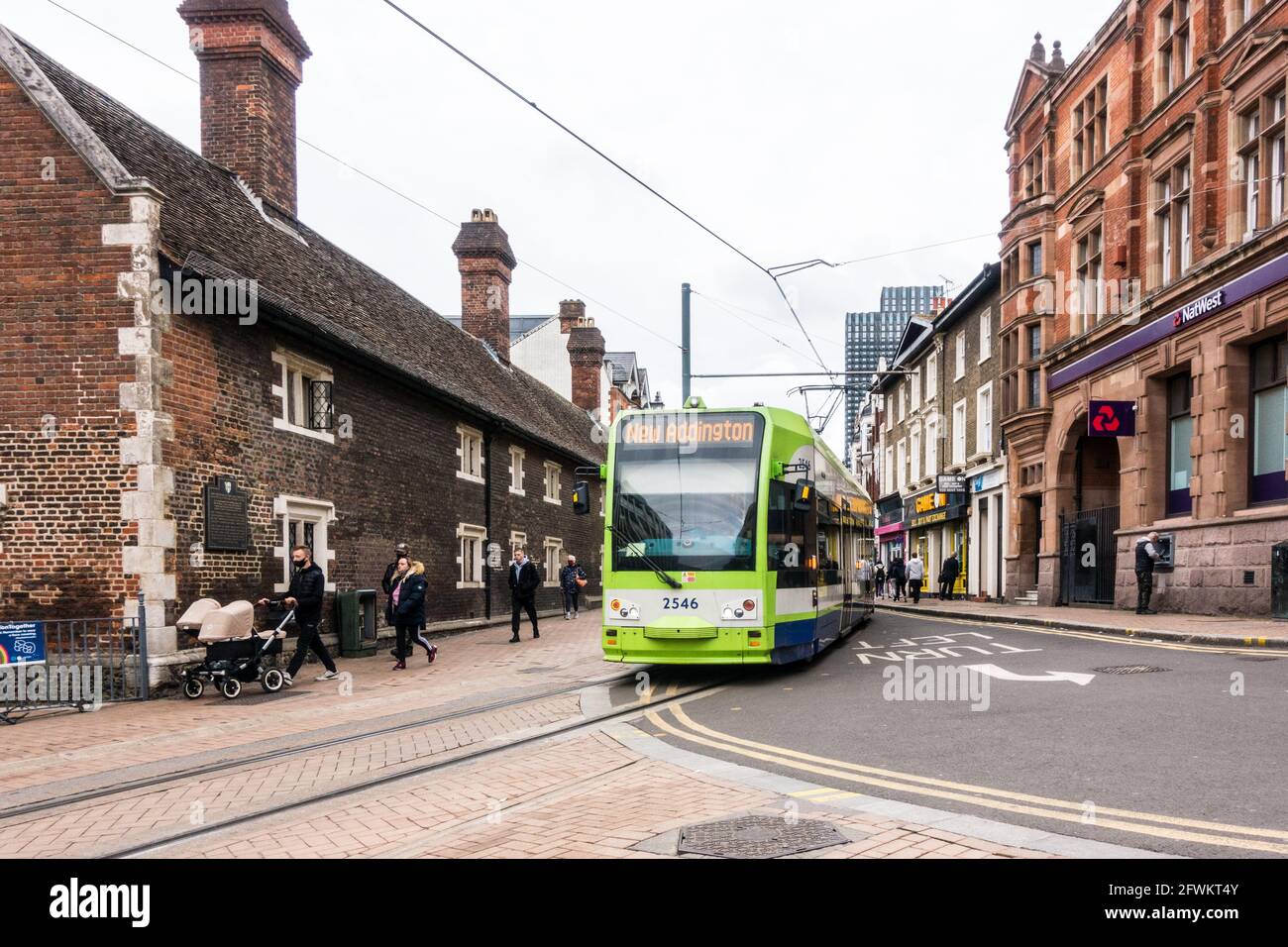 London croydon tram on george street Stock Photo - Alamy