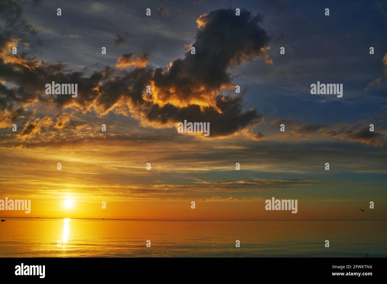 Landscape beautiful golden sunset red sky solt lake saline Elton ...