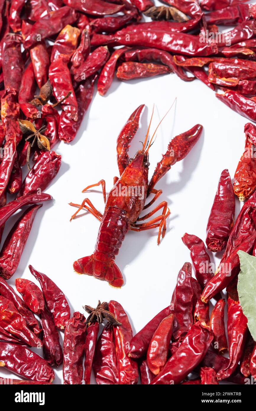 Crayfish and red chilli Stock Photo - Alamy