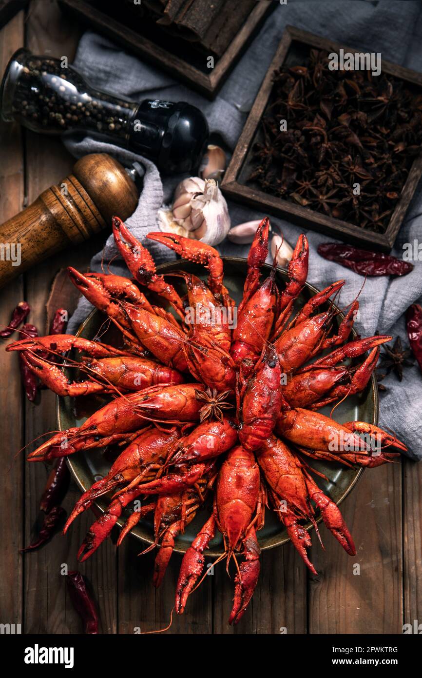The Chinese food spicy small lobster Stock Photo - Alamy