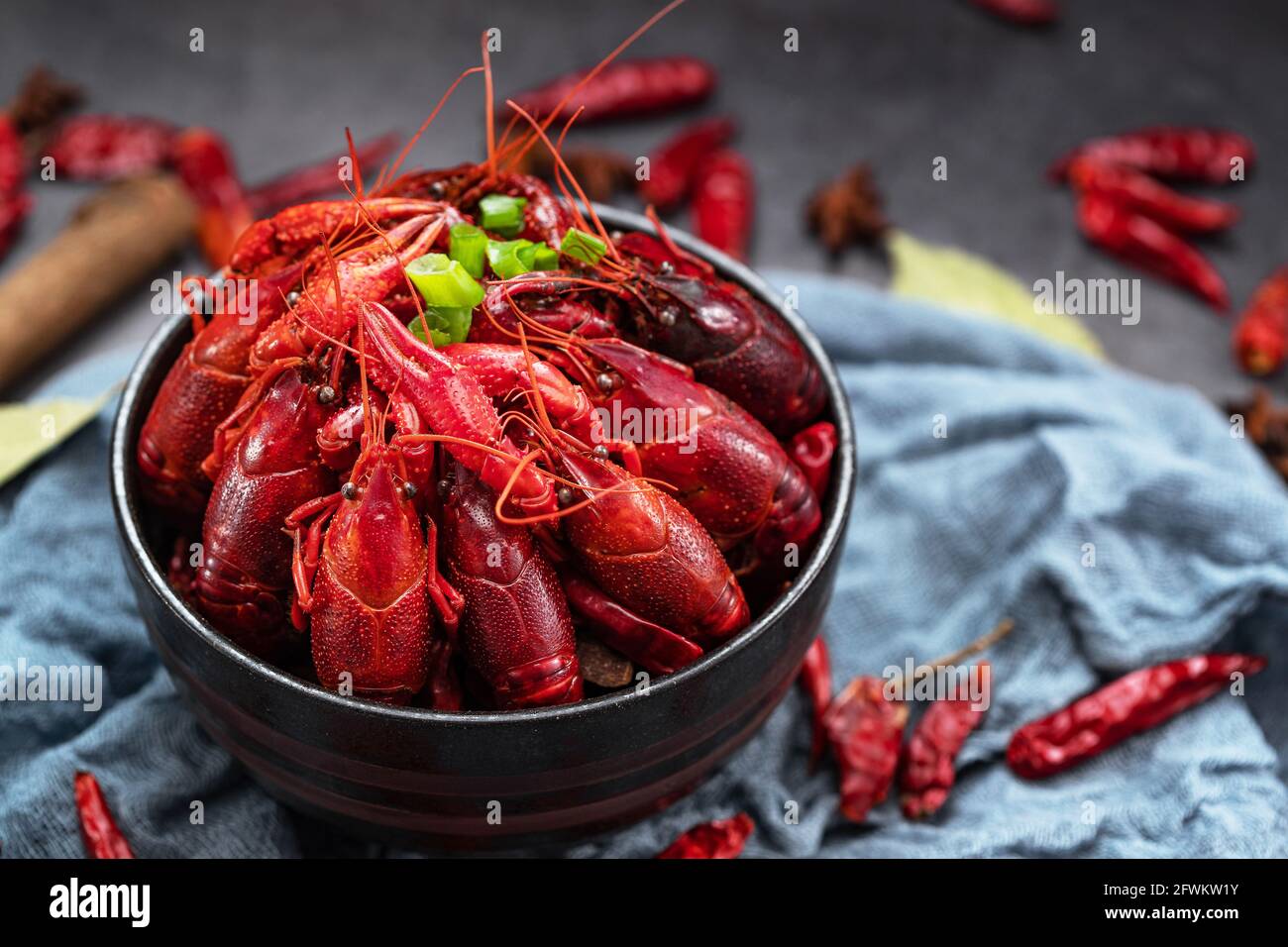 Chinese food spicy small lobster Stock Photo - Alamy