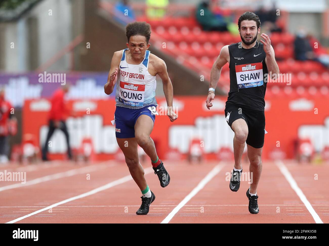 Thomas Young winning the Men's 100m T12 at the Gateshead International ...