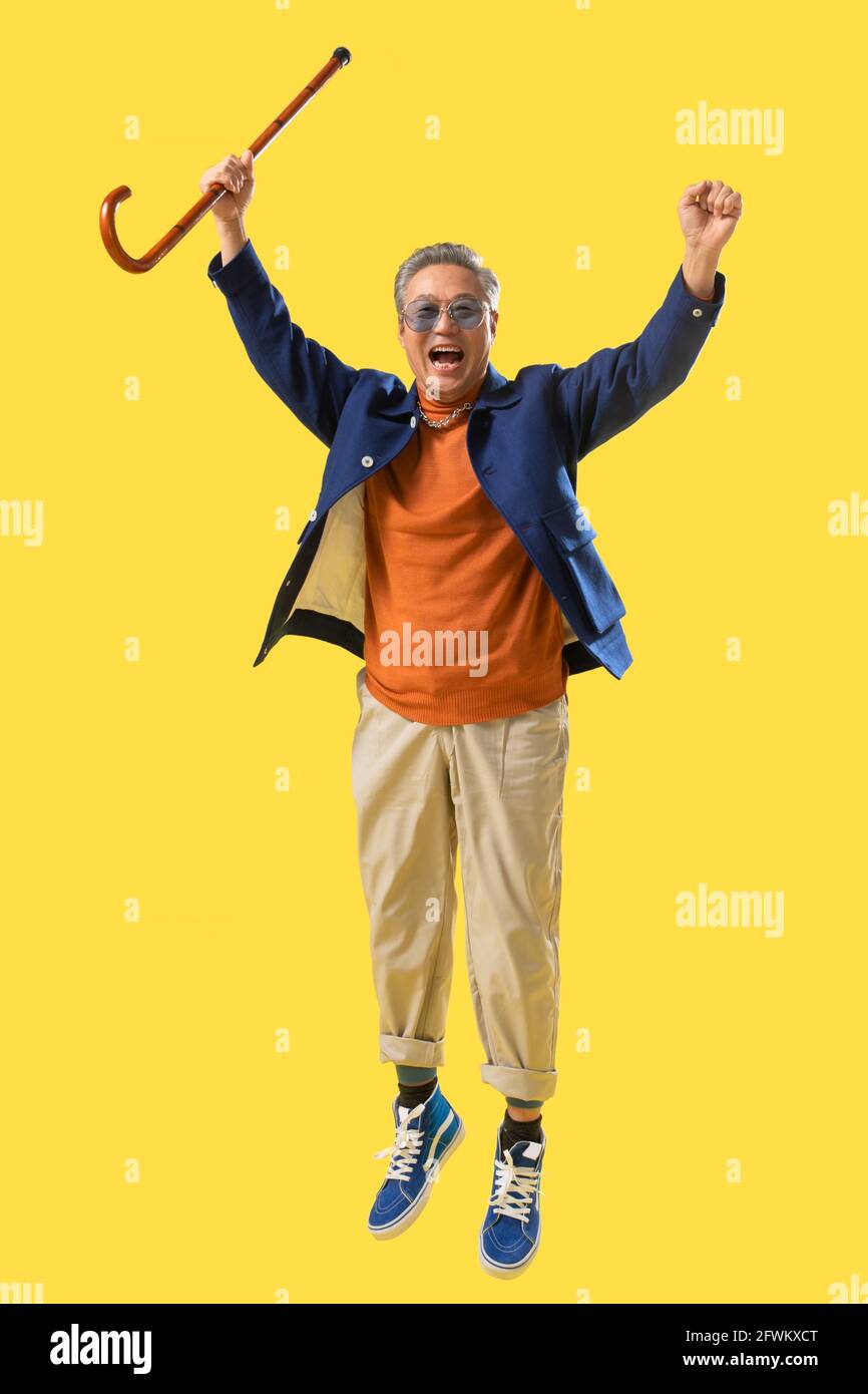 Old Man With Crutches High Resolution Stock Photography and Images - Alamy