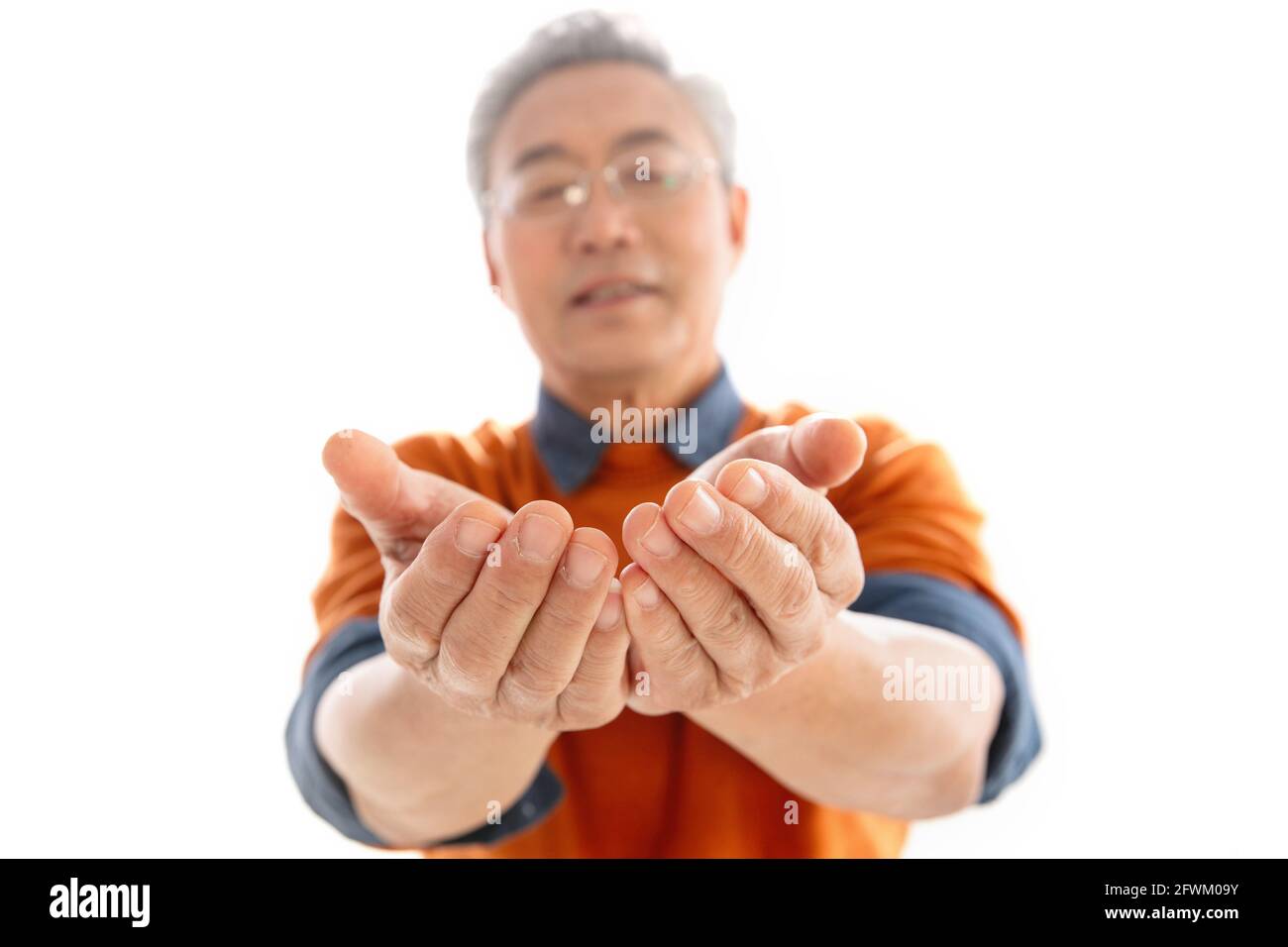 The old man do hand gesture Stock Photo - Alamy