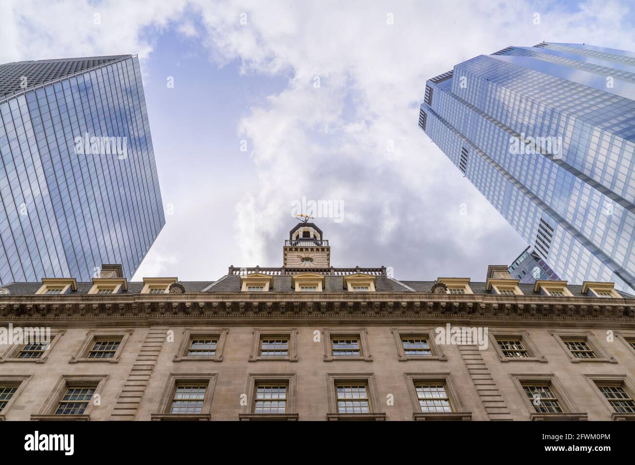 100 Bishopsgate and 22 Bishopsgate skyscrapers view from below looking ...