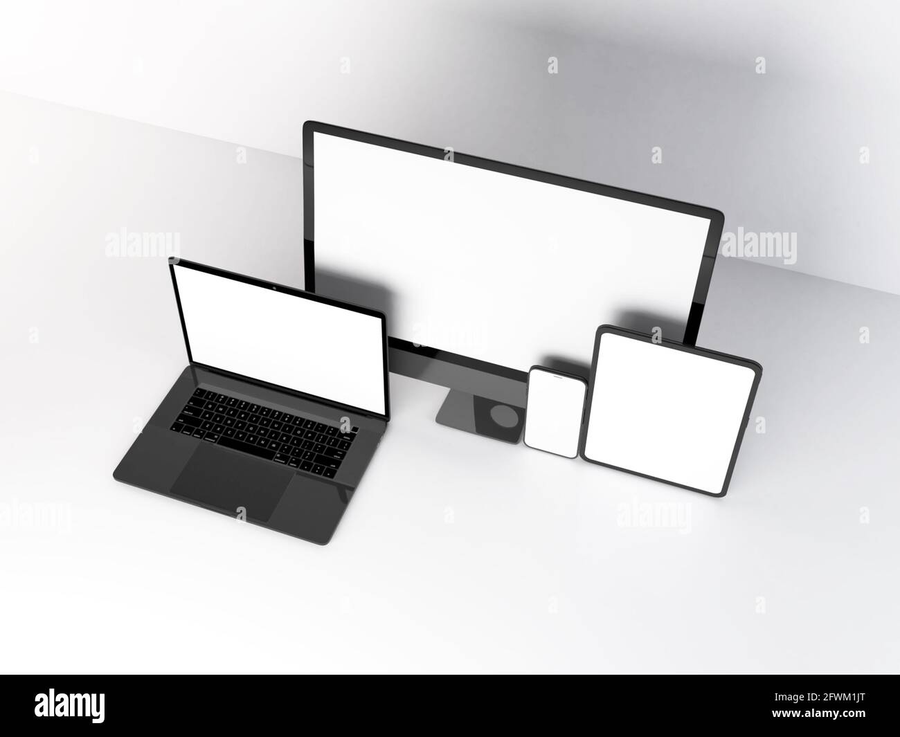 Realistic Mockup of Multiple Responsive Devices 3D Illustration on ...
