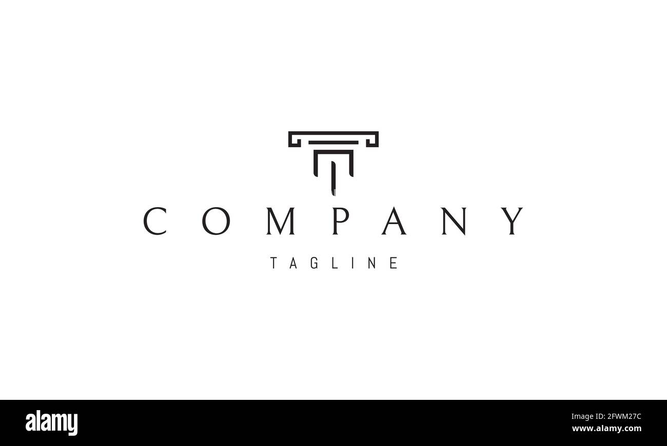 Vector logo on which an abstract image of a Greek column in the form of ...