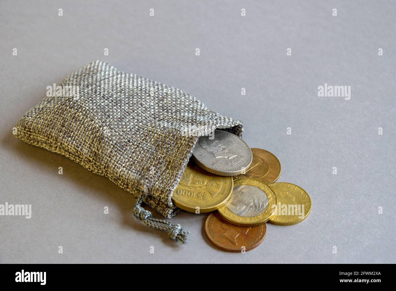 Bag gold coins sack hi-res stock photography and images - Alamy