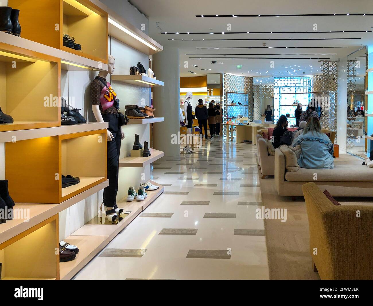 Paris, France, inside LVMH, Louis Vuitton Luxury clothing store at ...