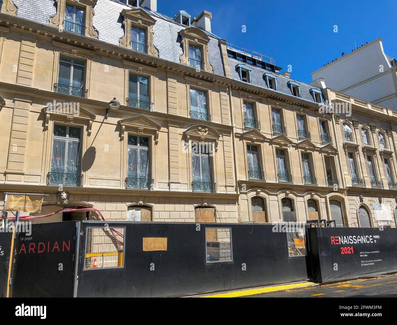 Paris, France, Construction Site, Building Renovations, Triangle d'Or ...