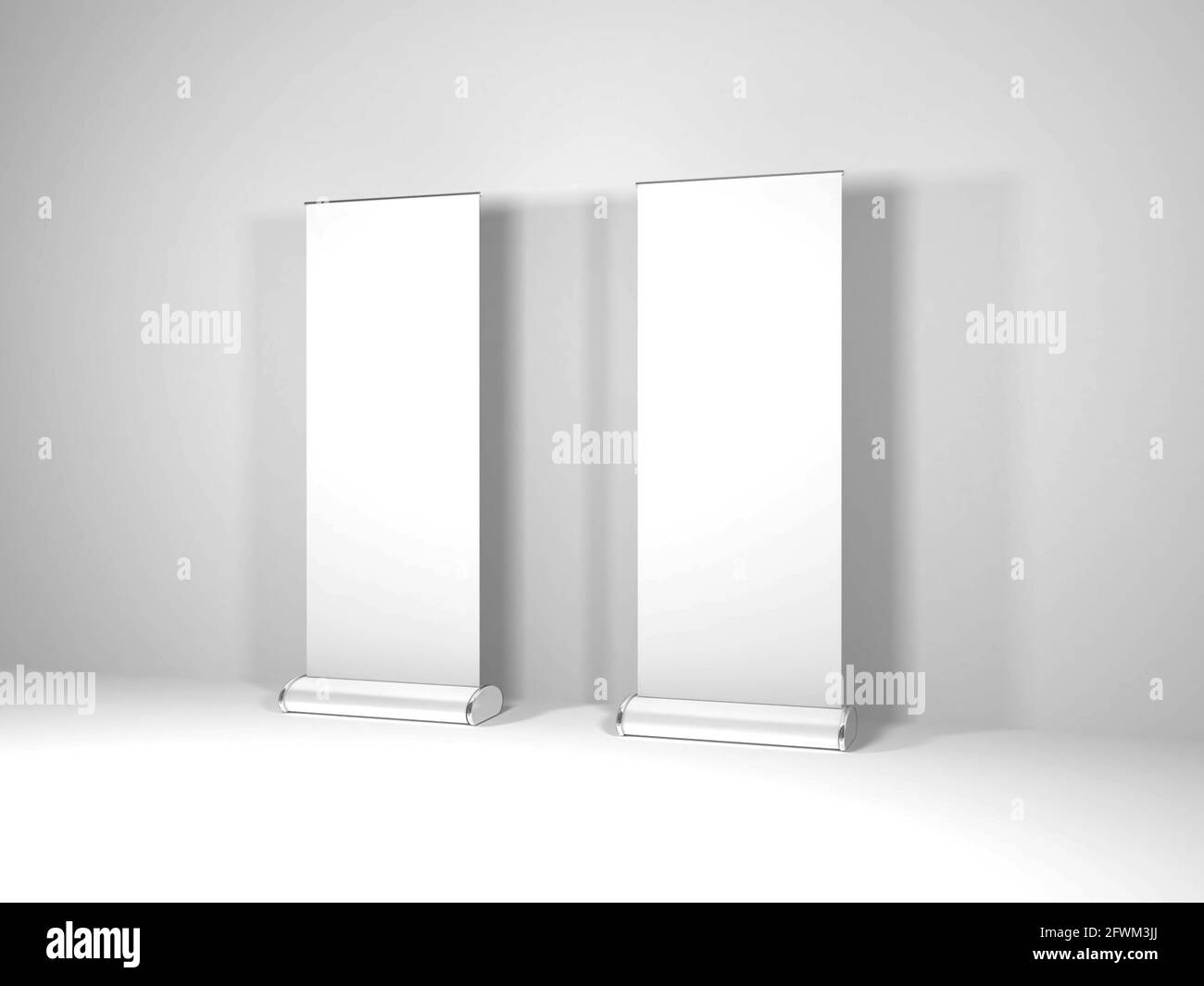 Roll Up Banner 3D Illustration Mockup Scene on Isolated Background ...