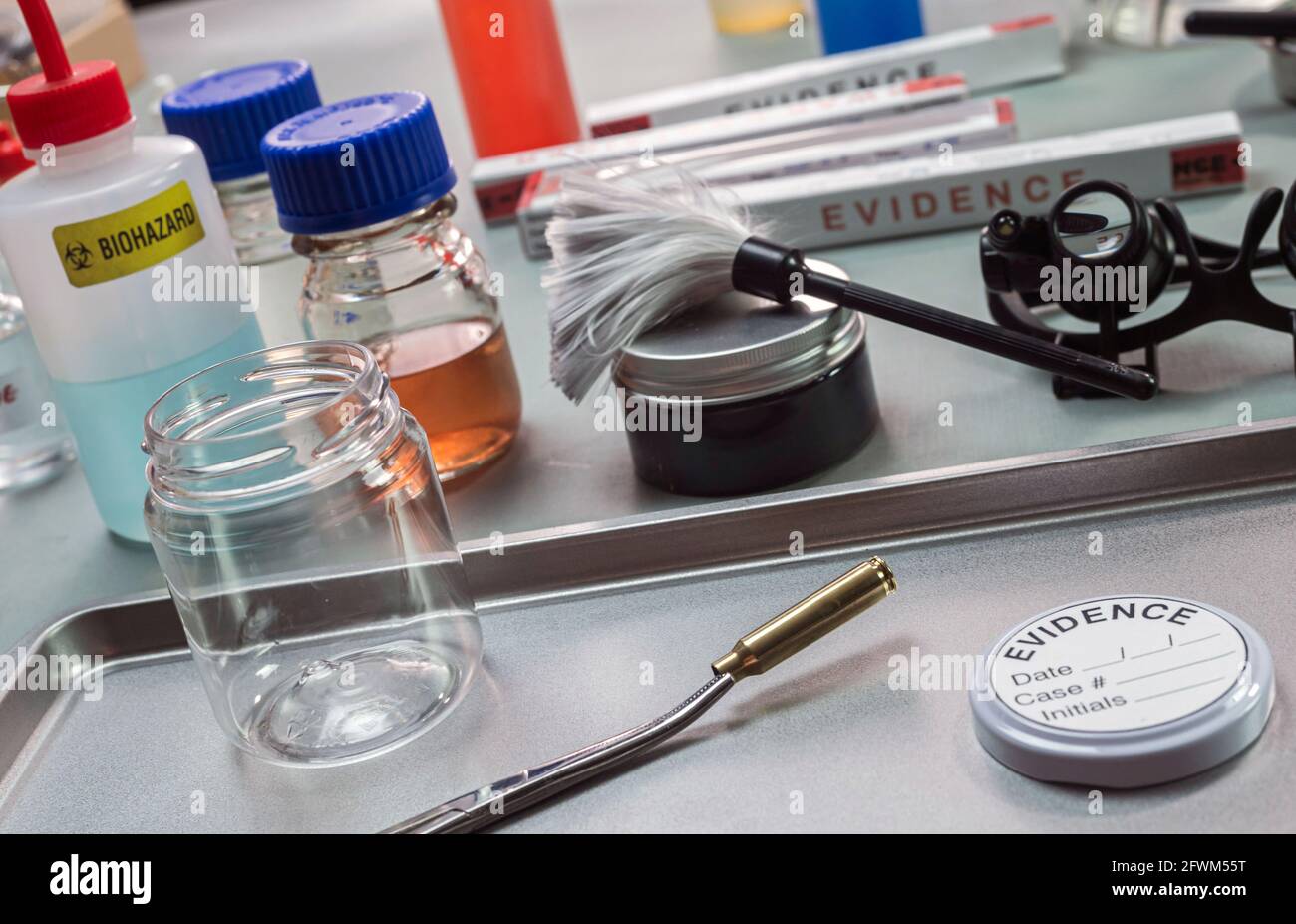 Criminalistic Laboratory, Bullet shell analysis, conceptual image Stock ...