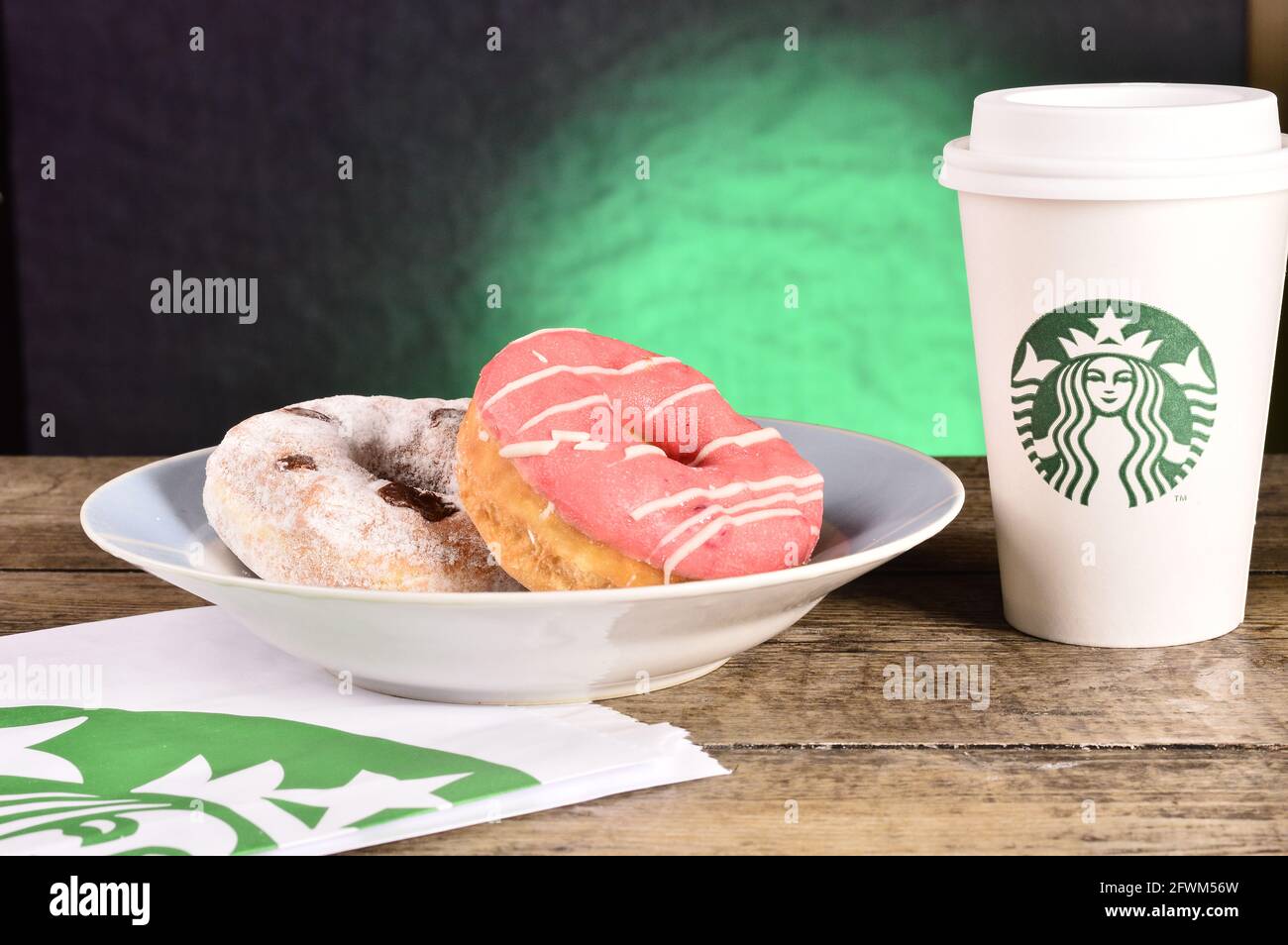 Starbucks donuts on the table Stock Photo - Alamy