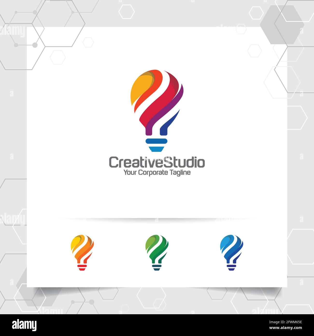 Bulb logo idea design concept of digital colorful symbol and icon lamp ...