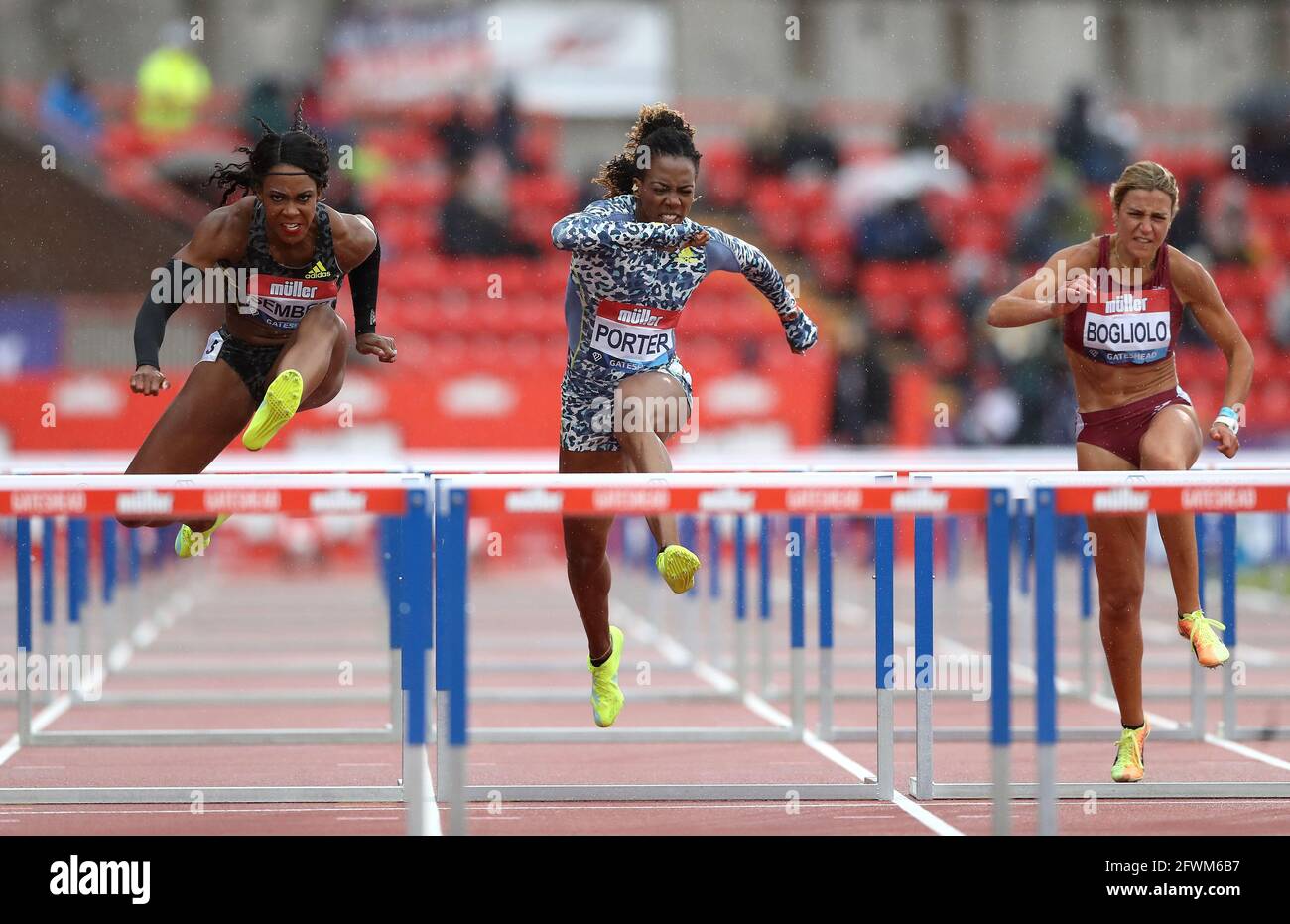 Great Britain's Cindy Sember (left) winning the Women's 100m Hurdles at ...