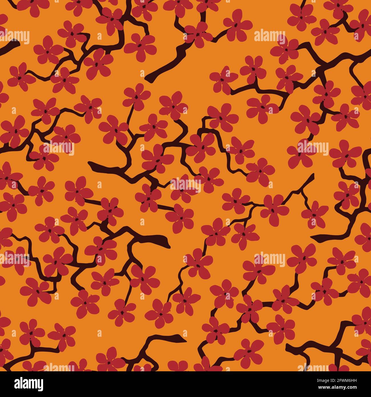 Seamless pattern with blossoming Japanese cherry sakura branches for ...